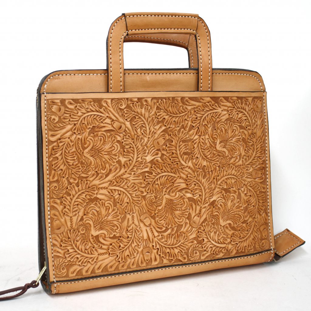 Zippered 3-Ring Binder w/ Handles – Western Oak – Harris Leather ...